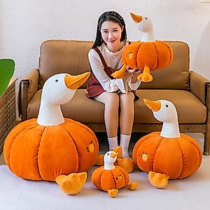22" Pumpkin Duck Plush Toy, Goose Plush Animal, Stuffed Animal Pillow Soft Toy Cushion - Perfect for Halloween Christmas Birthday Party Decoration Gift (22 inches)