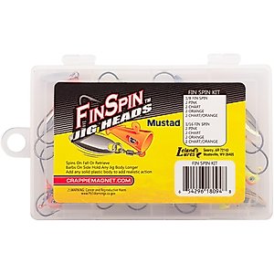 Crappie Magnet Fin Spin Kit, Freshwater Fishing Equipment and Accessories, 8 Size 1/8 Jig Heads, and 8 Size 1/16 Jig Heads (Packaging may vary)