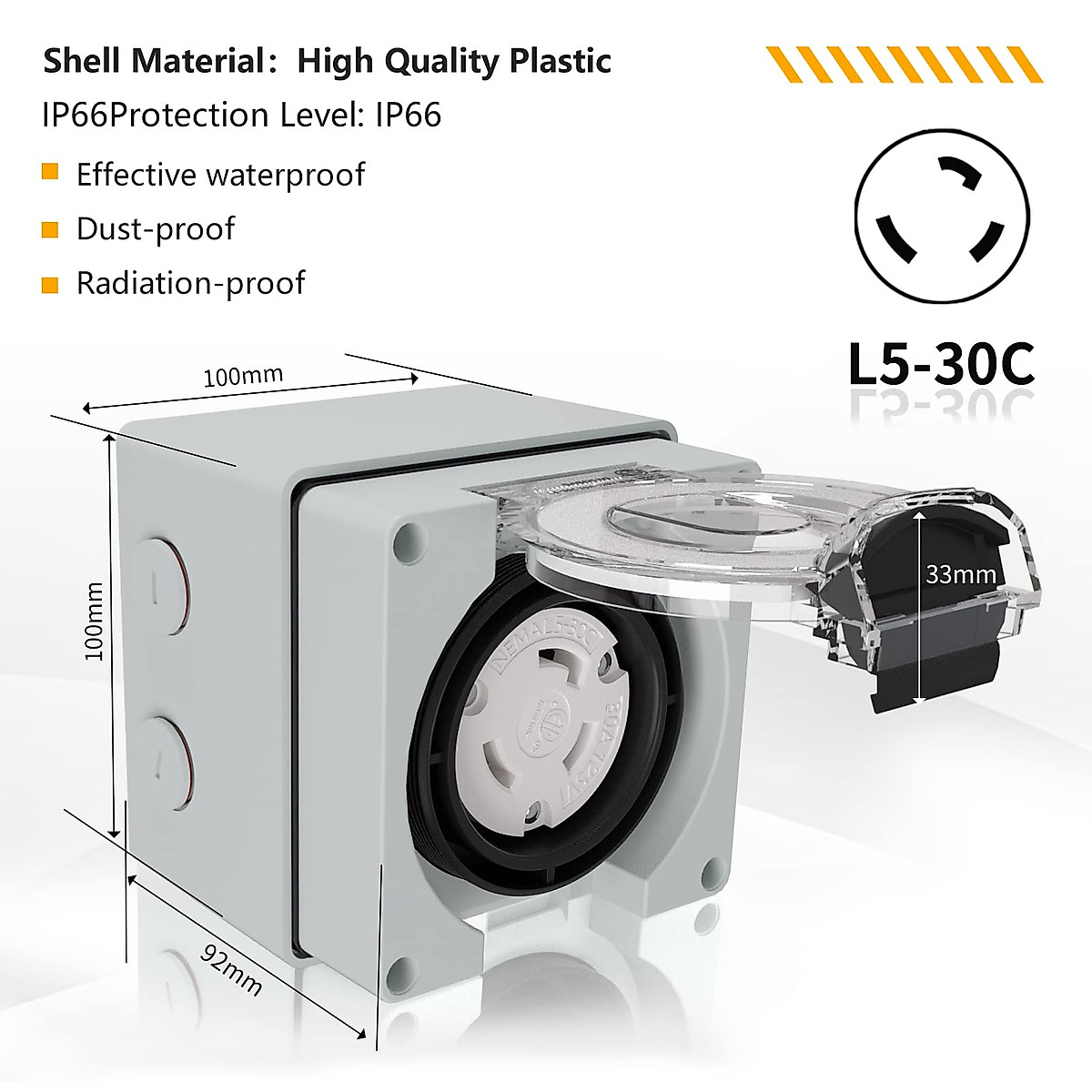 STARELO L5-30P Power Inlet Box + L5-30C Locking Female Plug Box.