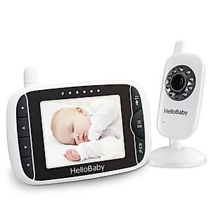 HelloBaby 3.2 Inch Video Baby Monitor with Night Vision & Temperature Sensor, Two Way Talkback System