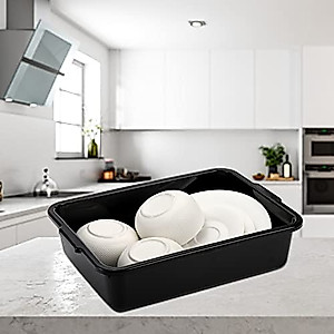 Bekith 5 Pack Plastic Bus Tubs, Commercial Wash Basin Tote Box, Plastic Utility Bus Box, Plastic Dish Tubs, 8 L Capacity, Black