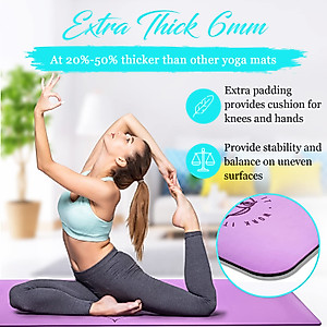 Yoga Mat by Modern Body Extra Thick 6mm for Exercise and Pilates - Purple Elephant- Natural Eco Friendly Rubber, Extra Cushion for Stability and Comfort, Absorbent non-slip grip with 2 carry straps