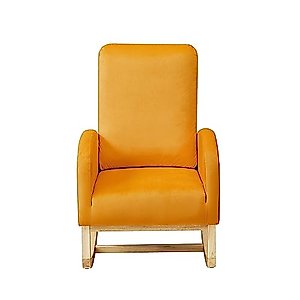 BeiXuan Modern Wood Indoor/Outdoor Rocking Chairs, Single Sofa Accent Nursery Rocking Chair with High Back Side Bag,Upholstered Glider Rocker for Living Room/Bedroom/GardenPatio,Orange Flannel Cloth