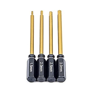 RC Hex Drill Bit 1.5mm 2.0mm 2.5mm 3.0mm Hex Screwdriver Tip RC Hobby Tools Kit for RC Helicopter Model(4PCS)