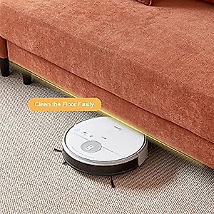 Seegool Corner Sectional Couch for Living Room, Right Hand Facing Curved Sofa Polyester Fabric Wood Frame with Wood Legs for Bedroom, Office, Apartment, Orange