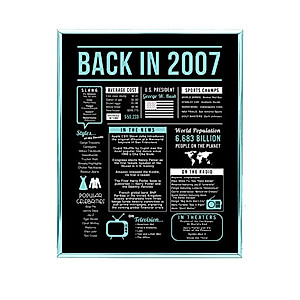 Katie Doodle Teal Sweet 16 Birthday Decorations - Super Cute Centerpiece - Great 16th Birthday Decorations for Girls or Sweet 16 Gifts for Girls Boys - 8x10 inch Back-in 2007 Sign [Unframed] Teal Blue