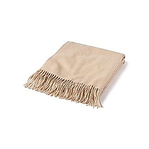 State Cashmere Throw Blanket with Decorative Fringe - Ultra Soft Accent Blanket for Couch, Sofa & Bed Made with 100% Inner Mongolian Cashmere - Crafted Home Accessories - (Camel, 60"x50")