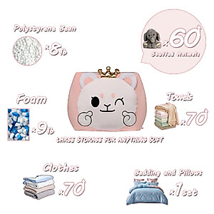 Cute Stuffed Animal Storage for Girls Room Decorations, Bean Bag Chair Kids, Gifts for Girls, Toddler Chairs, Large Size 22x24 Inch Velvet Extra Soft, Cover ONLY