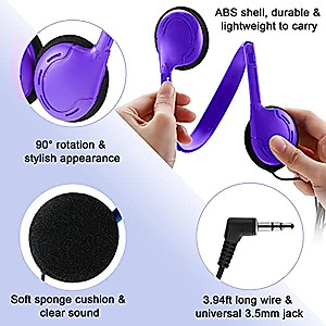 Yunsailing 30 Pack Class Set Headphones for Kids Students Bulk School Classroom Headphones Over Head Earphones on Ear Earbuds Adjustable with 3.5 mm Jack for Child Children Adults (Bright Colors)