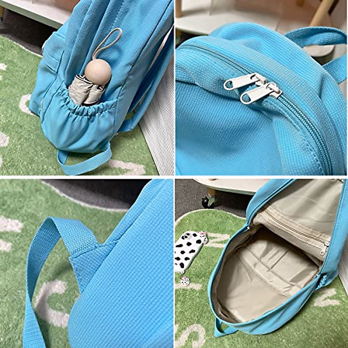 Eagerrich Aesthetic Backpack Cute Kawaii Backpack School Supplies Laptop Bag for Teens Girls Women Students Solid Color