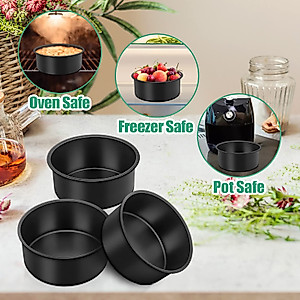 TeamFar 4inch Cake Pan Set of 3, Nonstick Mini Round Baking Cake Pan with Stainless Steel Core, for Baking Smash/Layer Cakes, Healthy & Heatproof, Release Easily & Easy Clean
