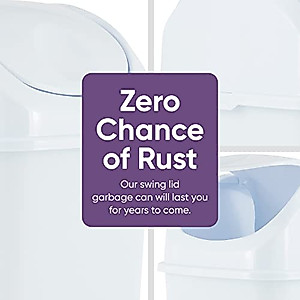 Superio Mini Plastic Trash Can with Swing Top Lid 1.25 Gallon Compact Small Waste Bin Portable Garbage Can for Countertop, Desktop, Make up Vanity, Bathroom, Car, Under Sink, Dorm, 5 Quart (White, 3)