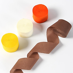 Yellow-Beige Orange-Brown Fall Party-Decorations Streamers - 8 Rolls Boho Autumn Baby Shower Thanksgiving Harvest Crepe Tissue Paper Streamer,Birthday Bridal Bachelorette Wedding Garland Panduola