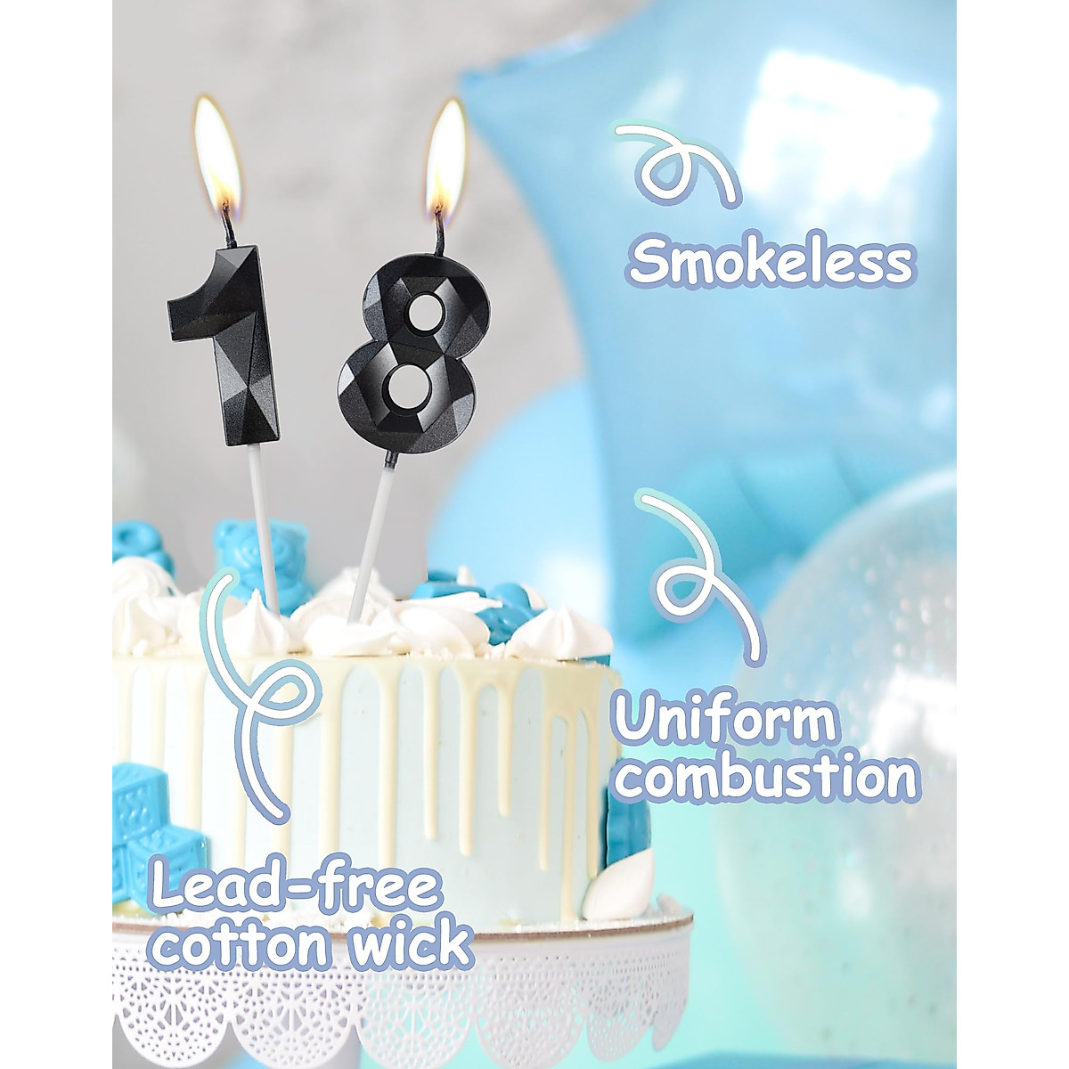 Number 30 Candles,30th Birthday Candles,Black Happy Birthday Candle for Cake,3D Design Cake Topper Decorations for Boy Men Pet Birthday Party Wedding Anniversary Celebration Supplies