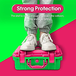DEVASO Case for Nintendo Switch, Deluxe Hard Carry Case Waterproof Protective Portable Switch Protective Case Cover for Nintendo Switch Console and Other Accessories, Pink and green., Suitcase