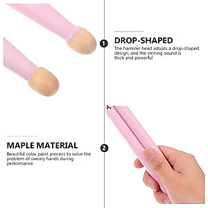 MILISTEN 2 Pairs Pink Maple Percussion Drum Sticks Maple Wood Drumsticks Non Slip Drum Sticks Wood Tip Maplewood Drumstick for Kids Students and Adults