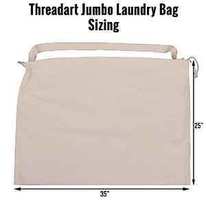 Personalized Laundry Bag Duffle Bag Jumbo Spacious 25”X35” Drawstring 100% Sturdy Cotton Canvas with Strap for College Students Dorm Room Clothes Hamper Storage Washer | Personalized w/Pressed Vinyl