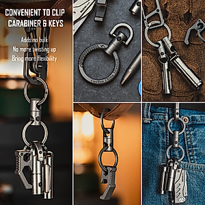 KeyUnity KA15 Double-end Swivel Keychain Key Ring Connector, Titanium Rotatable Key Organizer Linker for Carabiner, Wind Chime, Plant, DIY Accessory (Sandblasted)
