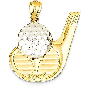 IceCarats 14K Yellow Gold Golf Necklace Charm Sports Pendant 27mm x 24mm Only