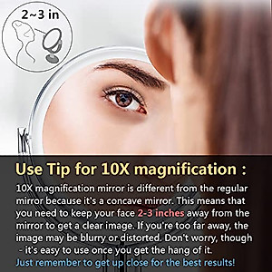 Gotofine Double Sided Magnifying Makeup Mirror, 1X & 10X Magnification with 360 Degree Rotation- Clear & Transparent