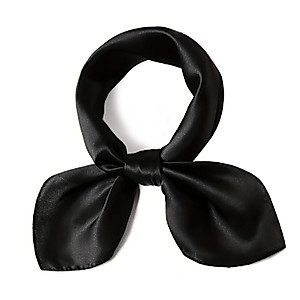 vimate Black Silk Feeling Scarf, 35'' Square Retro Soild color Satin Headband Scarf for Hair Wrapping at Night (Black)