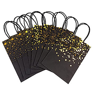Sharlity Small Black Gold Gift Bags 24pcs Paper Bags with Handles for Birthday, Wedding, Bridal, Black and Gold Party Decorations (8.5 x 6.3 x 3.15inch)