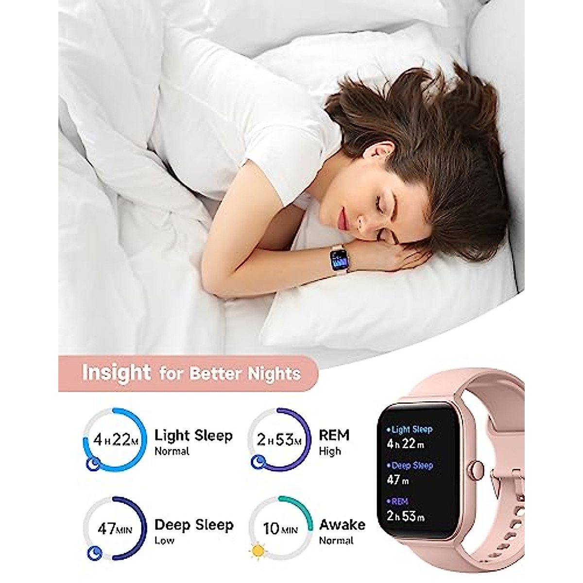 TOOBUR Smart Watch for Women Alexa Built-in, 1.95" Fitness Tracker with Answer/Make Calls, IP68 Waterproof/Heart Rate/Blood Oxygen/Sleep Tracker/100 Sport Modes, Fitness Watch Compatible Android iOS