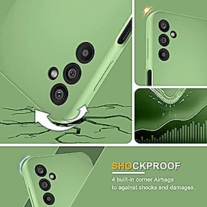 YENAPOON for Samsung Galaxy A14 5G Case and 2 Pack Tempered Glass Screen Protector, Slim Liquid Silicone Shockproof Protective Case - Mint Green