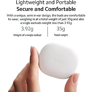 Xiaomi Redmi Buds 4 Lite TWS Wireless Earbuds, Bluetooth 5.3 Low-Latency Game Headset with AI Call Noise Cancelling, IP54 Waterproof, 20H Playtime, Lightweight Comfort Fit Headphones, White