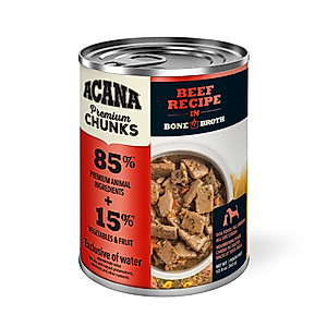 ACANA Premium Chunks Wet Dog Food, Beef Recipe in Bone Broth, 12.8oz (Case of 12)