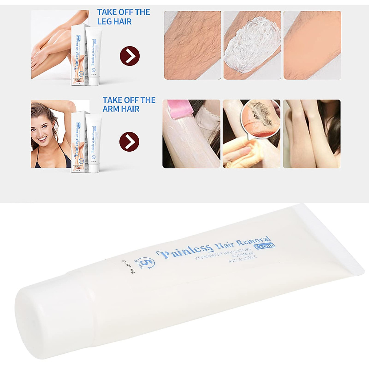 Hair Removal Cream, Painless Non-Irritating Hair Removal Cream For Sensitive Skin Body Hair Removal Cream For Women Men Armpit Leg Depilatory