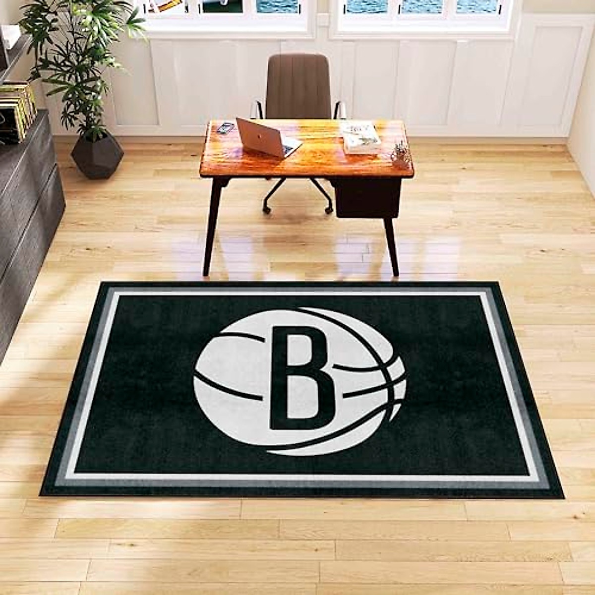 FANMATS 9339 Brooklyn Nets 5ft. x 8 ft. Plush Area Rug