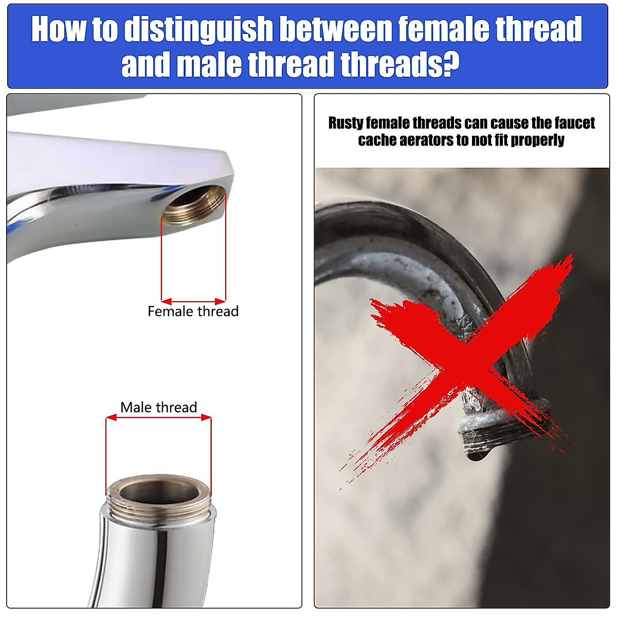 12 Pieces Faucet Cache Aerators with Faucet Aerator Removal Tool Water Saving Flow Restrictor Set Replacement Part for Bathroom or Kitchen,4 Size(M16.5 18.5 21.5 24 mm)