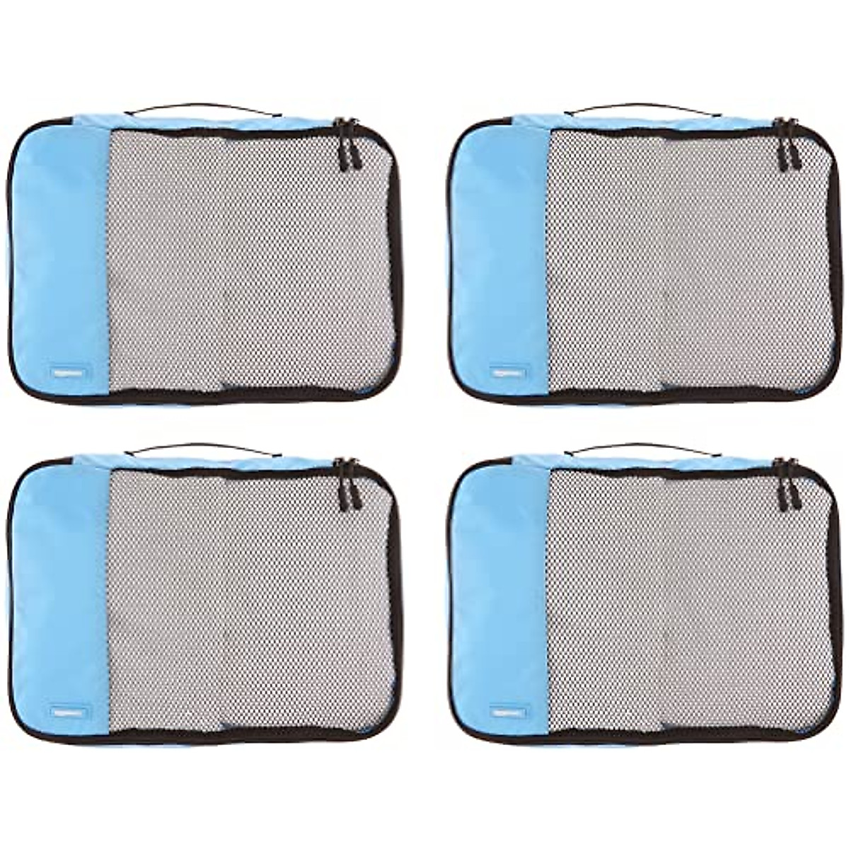 Amazon Basics 4 Piece Packing Travel Organizer Cubes Set - Medium, Sky Blue