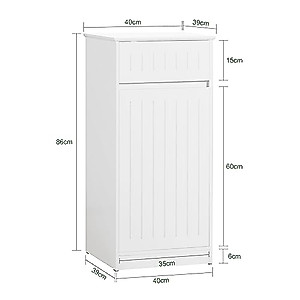 SoBuy Laundry Hamper Cabinet with Basket and 1 Drawer, Tilt-Out Laundry Hamper, Bathroom Storage Cabinet Unit with Drawer, White BZR110-W
