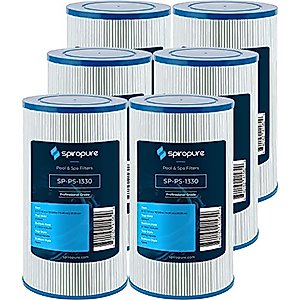 SpiroPure Replacement for Pleatco PJW23 Unicel C-5601 Filbur FC-1330 Jacuzzi Whirlpool 6199000 Hot Tub Spa Pool Filter Replacement Cartridge (Case of 6)
