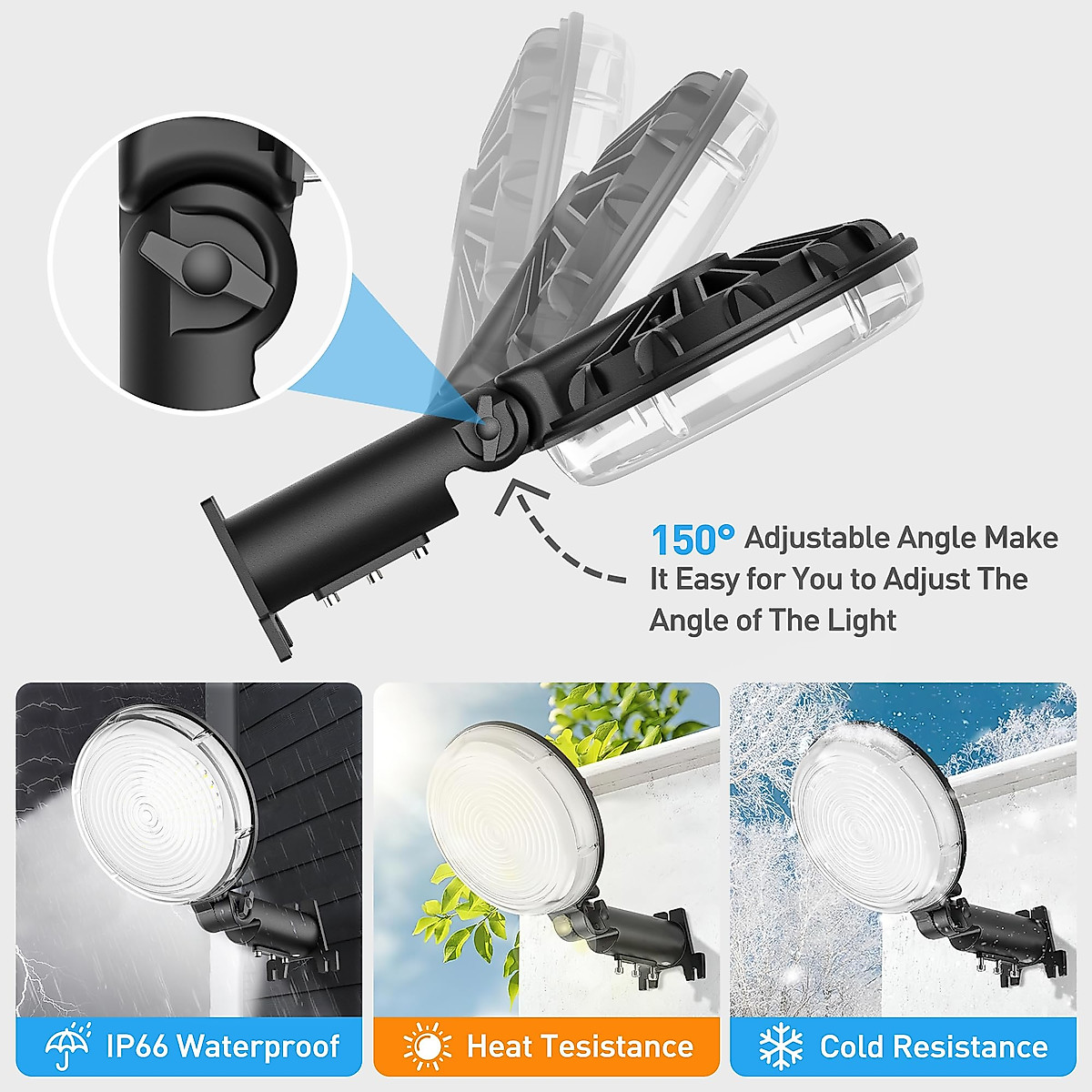 Barn Light,150W 20000LM 6500K Daylight Dusk to Dawn Outdoor Lighting with Photocell,Adjustable Angle,IP66 Waterproof Street Lights for Security/Farmhouse/Garage