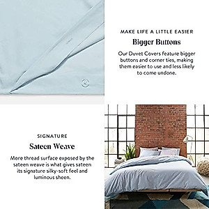 Brooklinen Luxury Sateen Duvet Cover - 100% Cotton, Full/Queen Size in Cream with Extra-Long Corner Ties and Button Closure| Best Luxury Sheets