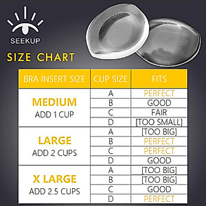 SEEKUP Women Silicone Bra Pads Inserts Breast Enhancer Swimsuits Enhancement Bust Push up Pads for A Cup, Transparent M