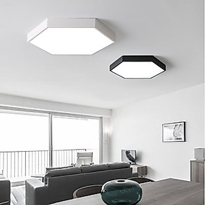COSFEEL Dimmable LED Flush Mount Ceiling Light Simple Hexagon Panel Light Modern Surface Mount Ceiling Lamp with Remote Close to Ceiling Light Fixture for Kitchens, Aundry, Bedrooms