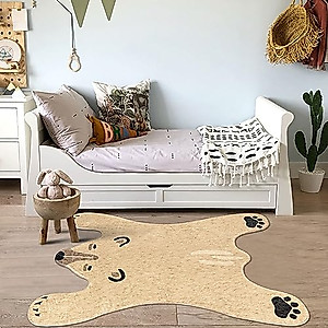 LIVEBOX White Bear Kids Rug for Nursery,36"x53" Washable Area Rug for Bedroom,Non-Slip Soft Rug for Bathroom,Animals Playroom Rug Floor Door mat for Kids Room Tent Entryway