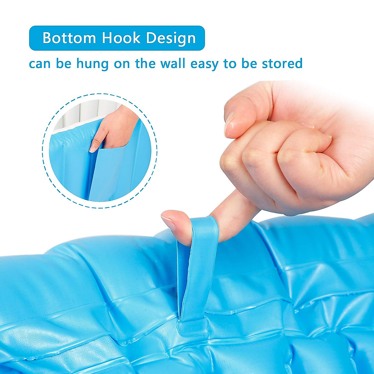 Baby Inflatable Bathtub, Portable Infant Toddler Bathing Tub Non Slip Travel Bathtub Mini Air Swimming Pool Kids Thick Foldable Shower Basin with Air Pump, Blue