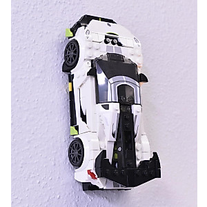 Collectible Car Display Wall Mount Compatible with Lego Speed Champions | Wall Display Mounts Compatible with Lego Racecar Models | Made in USA (Blue, 10 Pack)