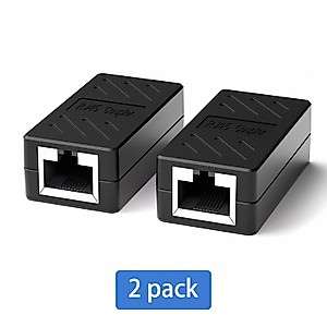 RuiPuo RJ45 Coupler Ethernet Cable Extender Adapter LAN Connector in Line Coupler Female to Female in Line Coupler for Cat5/Cat5e/Cat6/Cat7 Ethernet Cabler (Black 2 Pack)