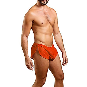 Muscle Alive Mens Extreme Mesh Shorts with Large Split Sides Color Orange Size M