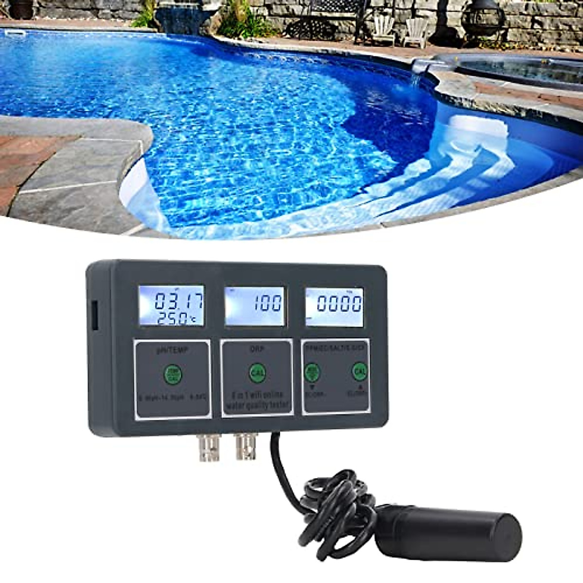 8 in 1 Multi Parameter Water Quality Tester, S.G PH EC Salt ORP TDS CF Temp Meter WiFi Monitoring Water Testing Kit for Aquarium