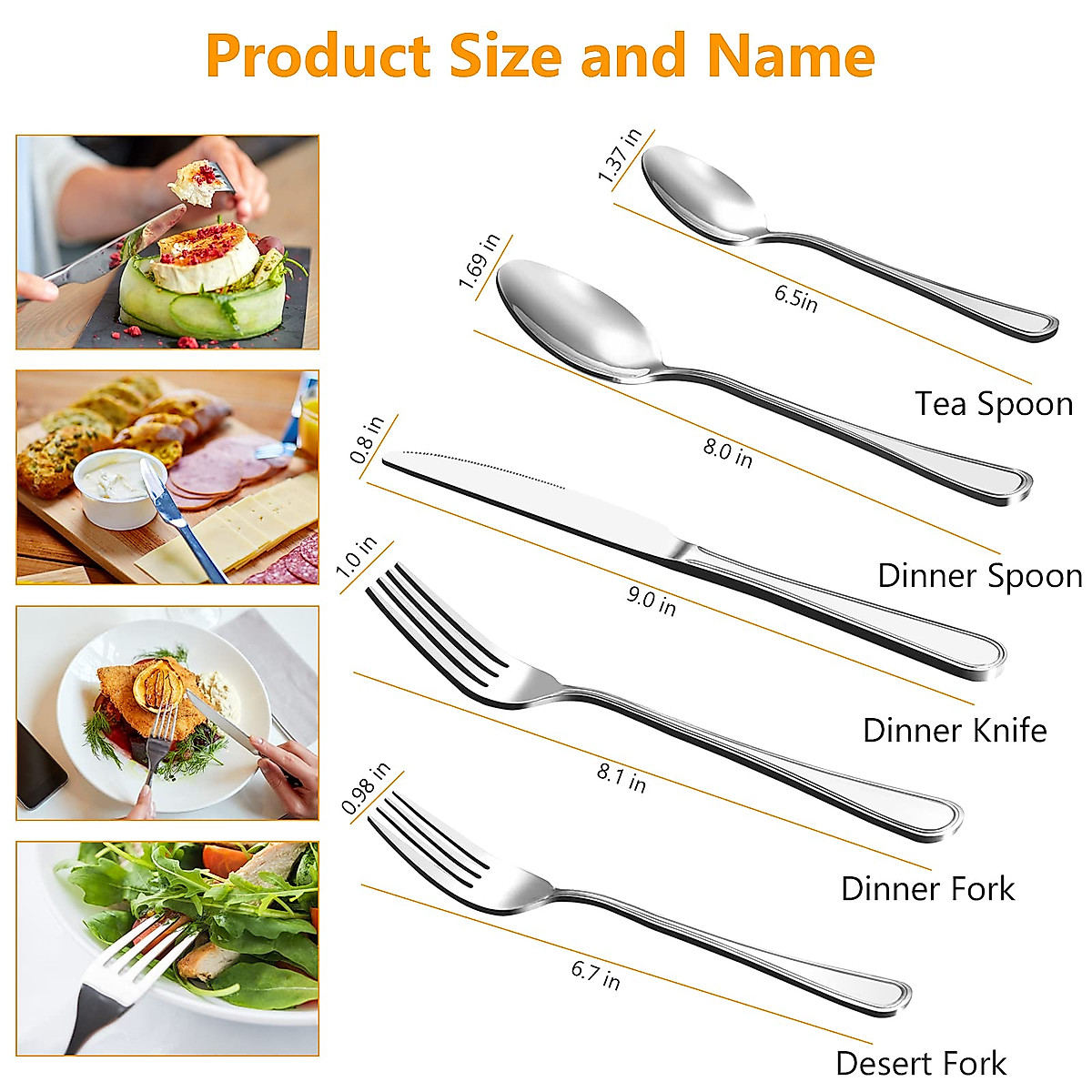 40 Pieces Silverware Set for 8, ASKSCICI Stainless Steel Flatware Cutlery Set for Home and Restaurant, Including Knife, Fork & Spoon, Modern Design, Dishwasher Safe