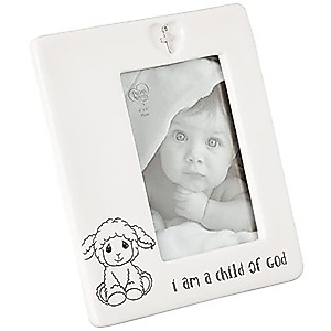 Precious Moments Child of God 4 x 6 Ceramic Baptism Charm 183434 Photo Frame, One Size, Multi