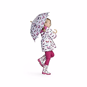 Hatley Girls' Little Button-Up Printed Rain Jacket, Groovy Butterflies, 2 Years
