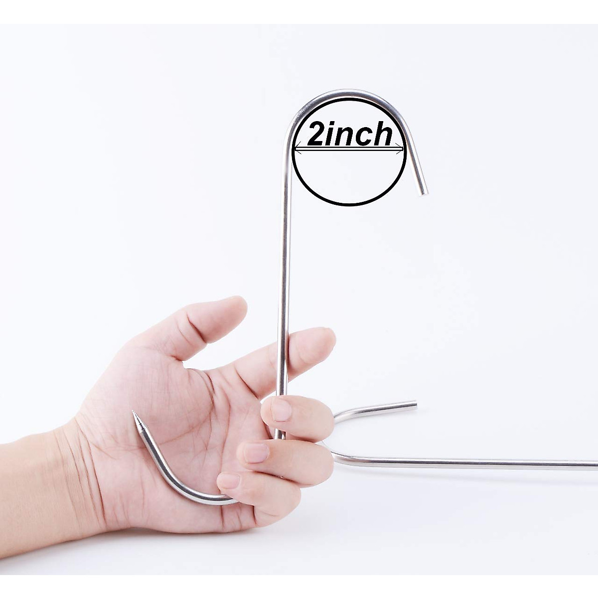 HONSHEN 8 Inch 6mm Meat Hook S-Hooks Stainless Steel Meat Hooks for Hanging Processing Butcher Hook 4Pack (Meat Hooks 6mm 8inch)